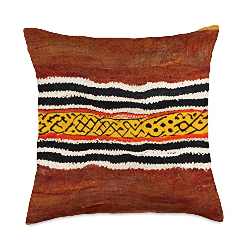 Australian Aboriginal Art Aboriginal Art Australian Indigenous Painting Traditional Throw Pillow, 18x18, Multicolor