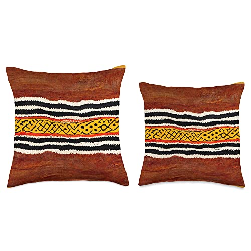 Australian Aboriginal Art Aboriginal Art Australian Indigenous Painting Traditional Throw Pillow, 18x18, Multicolor