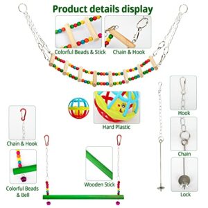 GAGILAND 7 Packs Chicken Coop Toys, Chicken Swing for Hens, Chicken Flexible Ladder, Chicken Xylophone, Chicken Mirror Toy, Ball Toy, Chicken Vegetable String Bag and Hanging Feeder