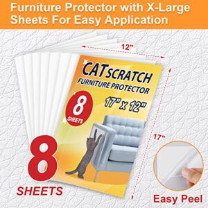 Jetczo Cat Scratch Furniture Protect, 8 Pack 17 x 12 inch Thicker Anti Scratch Furniture Protector, Heavy Duty Couch Protector from Cats