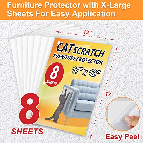 Jetczo Cat Scratch Furniture Protect, 8 Pack 17 x 12 inch Thicker Anti Scratch Furniture Protector, Heavy Duty Couch Protector from Cats