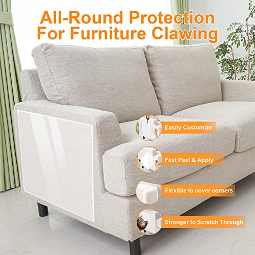 Jetczo Cat Scratch Furniture Protect, 8 Pack 17 x 12 inch Thicker Anti Scratch Furniture Protector, Heavy Duty Couch Protector from Cats