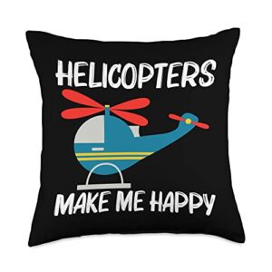 funny helicopter gift helicopter pilot accessories cool helicopter design for men women aircraft aviation pilot throw pillow, 18x18, multicolor