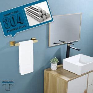 KOKOSIRI 12-Inch Single Towel Bar, Bathroom Towel Holder, Bath Towel Hook Square Robe Hook Coat Hook, Wall Mounted, SUS 304 Stainless Steel, Brushed Gold, B05A3-BG-L12