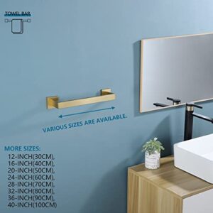 KOKOSIRI 12-Inch Single Towel Bar, Bathroom Towel Holder, Bath Towel Hook Square Robe Hook Coat Hook, Wall Mounted, SUS 304 Stainless Steel, Brushed Gold, B05A3-BG-L12