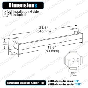 KOKOSIRI 20-Inch Single Towel Bar, Bathroom Towel Holder, Bath Towel Hook Square Robe Hook Coat Hook, Wall Mounted, SUS 304 Stainless Steel, Brushed Gold, B05A3-BG-L20