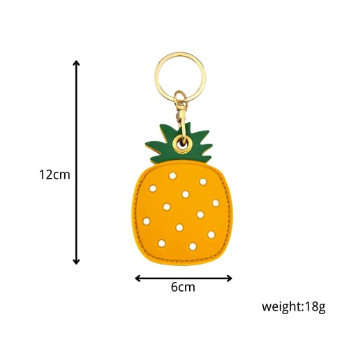 Leather Protective Case for Airtag Holder Access Card Keychain Tile Sticker 2020 Mate 2022 Cover for Shoulder Bag Backpack -E(Pineapple)