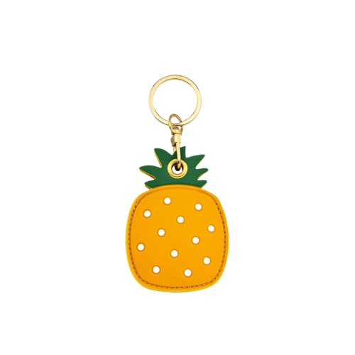 Leather Protective Case for Airtag Holder Access Card Keychain Tile Sticker 2020 Mate 2022 Cover for Shoulder Bag Backpack -E(Pineapple)