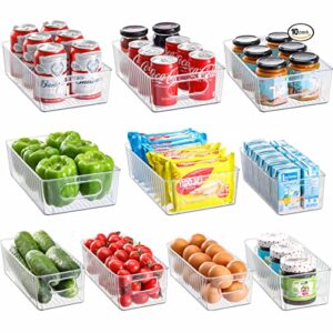 hnnjck set of 10 refrigerator organizer bins, pantry fridge organizers and storage bins, clear plastic food storage bins for pantry, freezer, kitchen, cabinets, fridge - bpa free