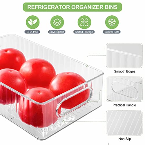 HNNJCK Set Of 10 Refrigerator Organizer Bins, Pantry Fridge Organizers and Storage Bins, Clear Plastic Food Storage Bins for Pantry, Freezer, Kitchen, Cabinets, Fridge - BPA Free