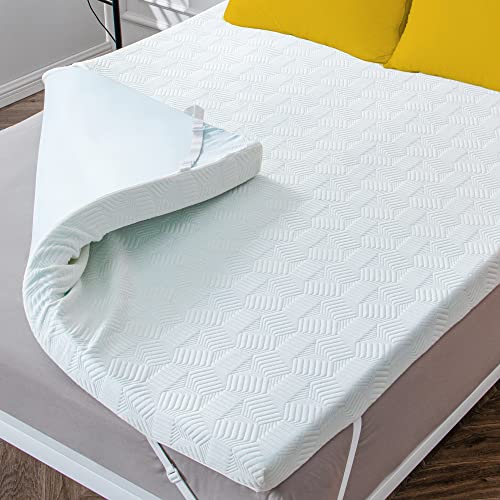 Poledar Memory Foam Mattress Topper Cal King 3 Inch Gel Medium Firm Cooling Foam Mattess Topper with Washable Ventilated Fiber Cover 10 Year Warranty CertiPUR-US Certified