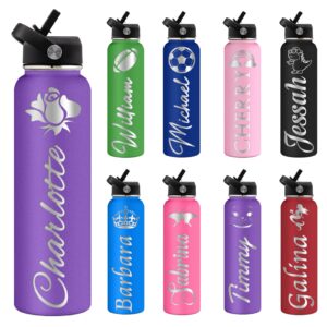 custom water bottles personalized with straw lid 24 oz customized stainless steel water bottles with engraved names double wall insulated for school sports