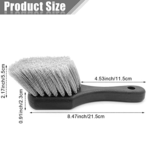 Car Brush for Wheel & Tire, Soft Bristle Car Wash Brush, Short Handle Tire Brush, Cleans Tires, Carpet Brush for Car, Truck (black)