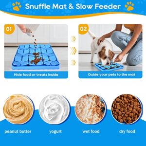 Silicone Snuffle Mat for Dogs, Slow Feeder Dog Bowls, OurMiao Dog Sniff Mat Lick Mat for Smell Training Slow Eating (Blue)