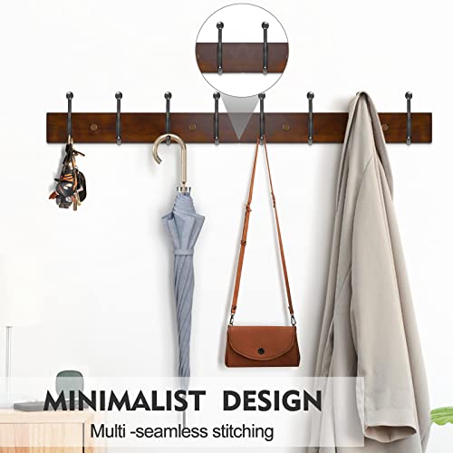 Coat Rack Wall Mount, Wooden Modern Coat Hooks, Entrance Coat Rack with 4 Wall Hooks, Wall Mounted Coat Rack for The Entrance, Living Room, Bedroom,Bathroom (Brown)