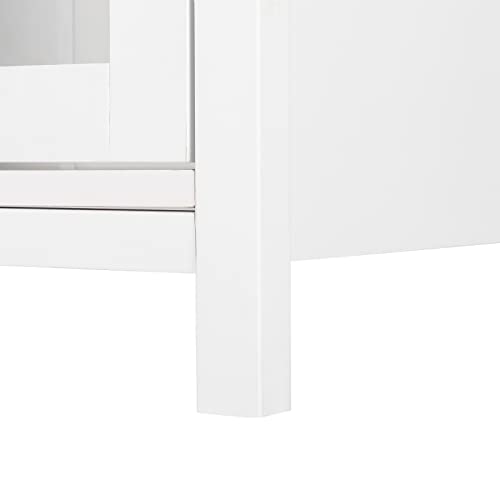 Karl home 4-Tier Bookcase Storage Cabinet, Freestanding Bookshelf with 4 Acrylic Doors 1 Drawer, Kitchen Pantry Bathroom Cabinet for Office Bedroom Dining Living Room, White 29.13" Lx13.78 Wx70.87 H