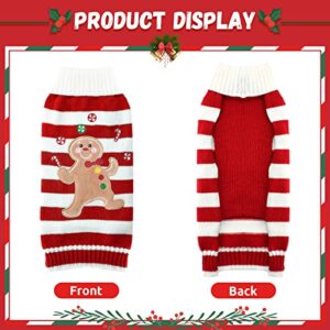 ABRRLO Christmas Dog Sweaters Cute Gingerbread Man Stripe Xmas Sweaters for Dogs Cats Warm Turtleneck Puppy Jumpers Pet Clothes Knitwear (L,Red Gingerbread)