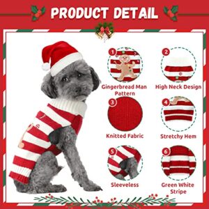 ABRRLO Christmas Dog Sweaters Cute Gingerbread Man Stripe Xmas Sweaters for Dogs Cats Warm Turtleneck Puppy Jumpers Pet Clothes Knitwear (L,Red Gingerbread)