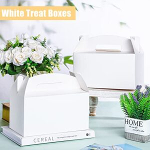 Tinlade 36 Pcs Gable Boxes Large Bulk Treat Boxes 9.5 x 5 x 5 Inches, Cardboard Gift Boxes with Handles Party Favor Boxes for Halloween Christmas Thanksgiving Gift Birthday Party Wedding (White)