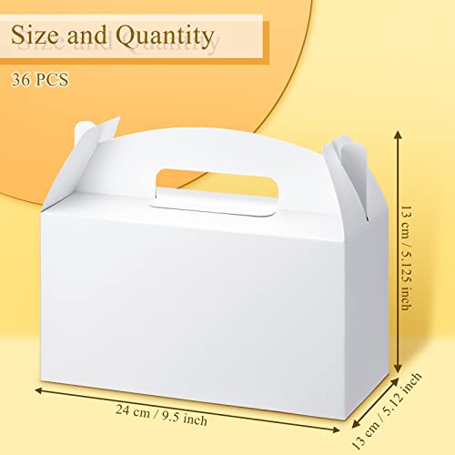 Tinlade 36 Pcs Gable Boxes Large Bulk Treat Boxes 9.5 x 5 x 5 Inches, Cardboard Gift Boxes with Handles Party Favor Boxes for Halloween Christmas Thanksgiving Gift Birthday Party Wedding (White)