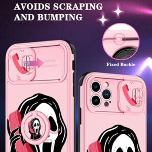 Goocrux (2in1 for iPhone 12 Pro Max Case Skull Skeleton for Women Girls Cute Girly Phone Cover Goth Design with Slide Camera Cover+Ring Holder Teen Cases for iPhone 12 ProMax 6.7''