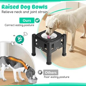 URPOWER 75oz Raised Dog Water Bowl for Messy Drinkers 3 Height Adjustable Elevated 2.2L Large Capacity No Spill Non-Slip Slow Water Feeder Bowl for Dogs, Cats & Pets