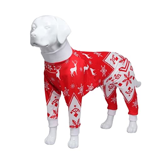 Xqpetlihai Christmas Dog Clothes Dog Onesie Surgery Recovery Suit Dog Pajamas for Large and Medium Dog (M,CH)