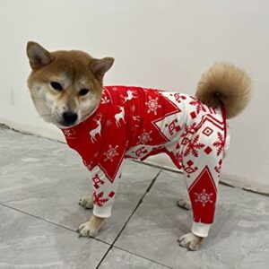 Xqpetlihai Christmas Dog Clothes Dog Onesie Surgery Recovery Suit Dog Pajamas for Large and Medium Dog (M,CH)