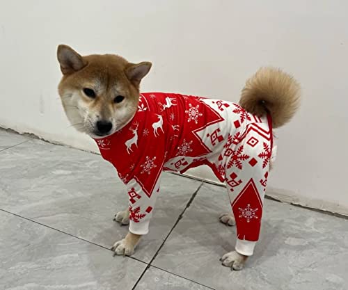 Xqpetlihai Christmas Dog Clothes Dog Onesie Surgery Recovery Suit Dog Pajamas for Large and Medium Dog (M,CH)