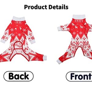 Xqpetlihai Christmas Dog Clothes Dog Onesie Surgery Recovery Suit Dog Pajamas for Large and Medium Dog (M,CH)