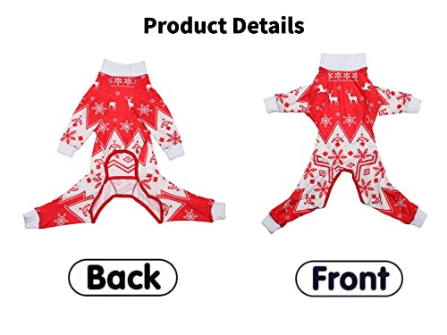 Xqpetlihai Christmas Dog Clothes Dog Onesie Surgery Recovery Suit Dog Pajamas for Large and Medium Dog (M,CH)