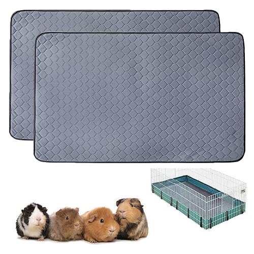 Guinea Pig Cage Liners - Washable Guinea Pig Pee Pads (2 Pack), Waterproof Reusable & Anti Slip Guinea Pig Bedding Fast and Super Absorbent Pee Pad for Small Animals Rabbit Hamster Rat