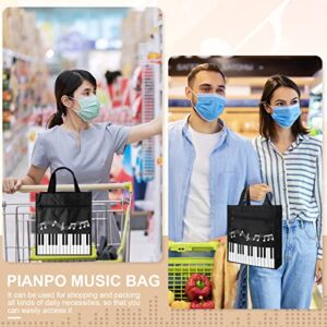 4 Pcs Small Piano Music Bag Piano Keys Handbag Reusable Tote Bag Shoulder Shopping Bag Book Bag Tote for Piano Music Teacher Gifts