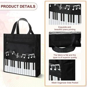 4 Pcs Small Piano Music Bag Piano Keys Handbag Reusable Tote Bag Shoulder Shopping Bag Book Bag Tote for Piano Music Teacher Gifts