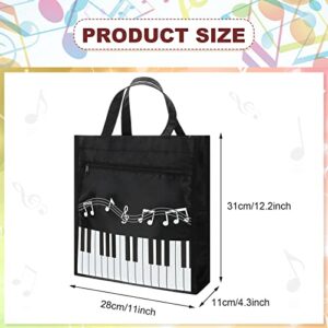 4 Pcs Small Piano Music Bag Piano Keys Handbag Reusable Tote Bag Shoulder Shopping Bag Book Bag Tote for Piano Music Teacher Gifts