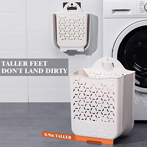 Laundry Basket Collapsible Laundry Hamper 2 Packs Clothes Hamper Portable Dirty Clothes Basket Smart Saving Space Hampers for Laundry Dorm Room Ventilated Design (White)