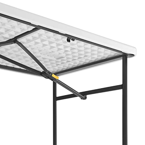 Living and More 4ft XL Straight Folding Utility Table, White, Indoor & Outdoor, Portable Desk, Camping, Tailgating, & Crafting Table