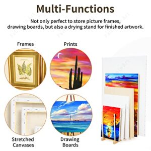 Falling in Art Large Wooden Art Storage Rack - Canvas Drying Stand for Artworks, Frames, Canvases, Drawing Boards, Prints, Panels, Paintings Display