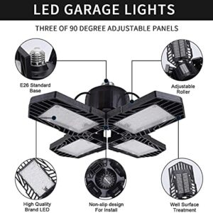 4 Pack LED Garage Lights,100W Deformable Led Garage Lighting 10000LM E26 Daylight 6000K LED Garage Ceiling Lighting Super Bright Adjustable Garage Lights for Garage,Warehouse