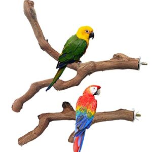 Allazone 3 PCS Nature Wood Bird Ladder Perch Nature Wood Stand Parrot Chew Toy Cage Hanging Pet Cage Bird Climbing Step Ladders for Small Animal