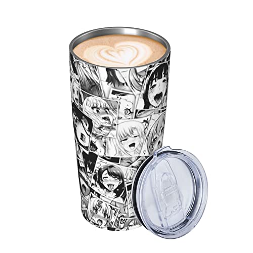 IAMNAT Sexy Japanese Anime Ahegao Hentai Car Mug With Straw Cups Heat Insulation Travel Coffee Mugs Stainless Steel Thermos Cups 20 Oz