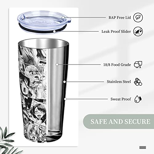 IAMNAT Sexy Japanese Anime Ahegao Hentai Car Mug With Straw Cups Heat Insulation Travel Coffee Mugs Stainless Steel Thermos Cups 20 Oz