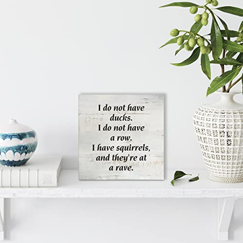 Sarcastic Quote I Do not Have Ducks Wood Box Sign Rusitc Wooden Box Sign Farmhouse Home Office Desk Shelf Decor (5 X 5 Inch)