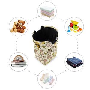 Kigai Owls Flowers Laundry Basket Large Collapsible Waterproof Laundry Hamper with Handles Portable Storage Basket Dirty Clothes Toys Organizer for College Dorms, Nursery, Bathroom