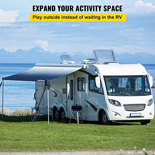 VEVOR RV Awning, 15 ft (Fabric Size: 14' 2") Awning Replacement Fabric, Premium Grade Waterproof Vinyl, Universal Outdoor Canopy RV Replacement Fabric for Camper, Trailer,and Motor Home, Slate Blue