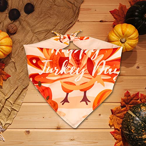 Thanksgiving Dog Bandana with Turkey Pattern,Adjustable Thanksgiving Dog Scarf,Holiday Bandanas,Fall Pet Bandana Reversible Triangle Bibs Scarf for Small Medium Large Dogs Cats(Turkey Leaves)