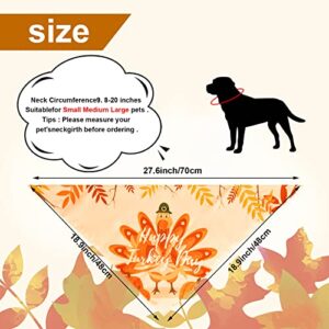 Thanksgiving Dog Bandana with Turkey Pattern,Adjustable Thanksgiving Dog Scarf,Holiday Bandanas,Fall Pet Bandana Reversible Triangle Bibs Scarf for Small Medium Large Dogs Cats(Turkey Leaves)