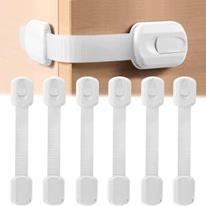 Safety Strap Locks for Fridge,Cabinets,Drawers,Dishwasher & More,Toilet- Adjustable Strap,No Drilling Required,Easy Installation (6 Pack)