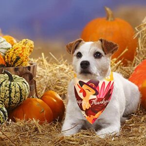 Thanksgiving Dog Bandana with Turkey Pattern,Adjustable Thanksgiving Dog Scarf,Holiday Bandanas,Fall Pet Bandana Reversible Triangle Bibs Scarf for Small Medium Large Dogs Cats (Turkey)