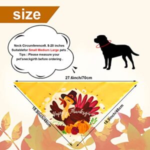 Thanksgiving Dog Bandana with Turkey Pattern,Adjustable Thanksgiving Dog Scarf,Holiday Bandanas,Fall Pet Bandana Reversible Triangle Bibs Scarf for Small Medium Large Dogs Cats (Turkey)